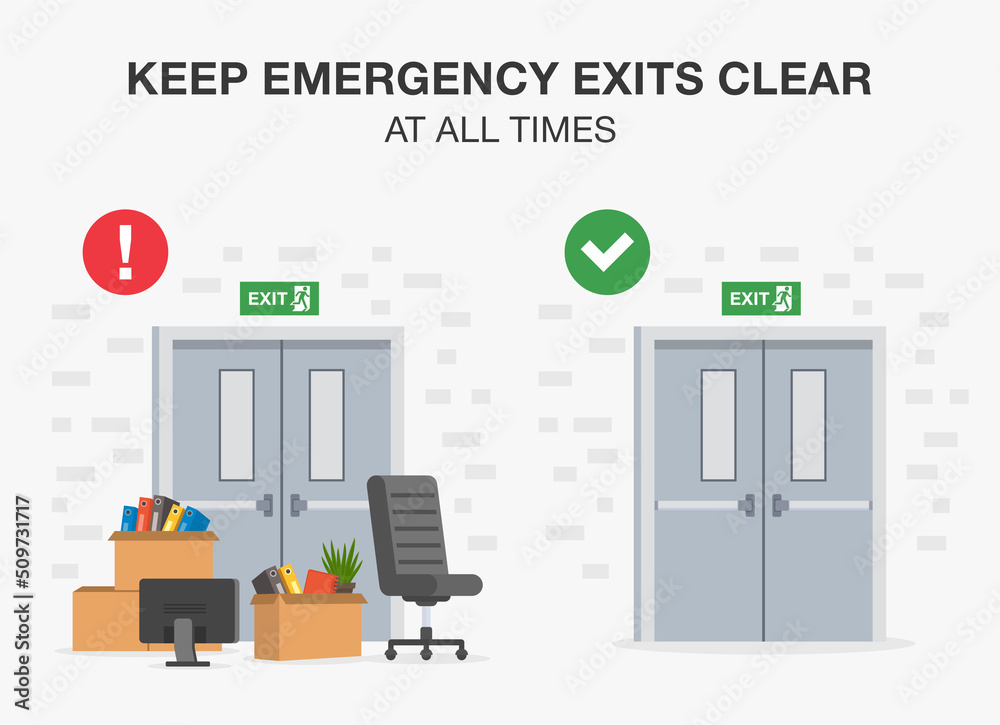 Fire safety activity. Do not block or obstruct emergency exits. Correct ...