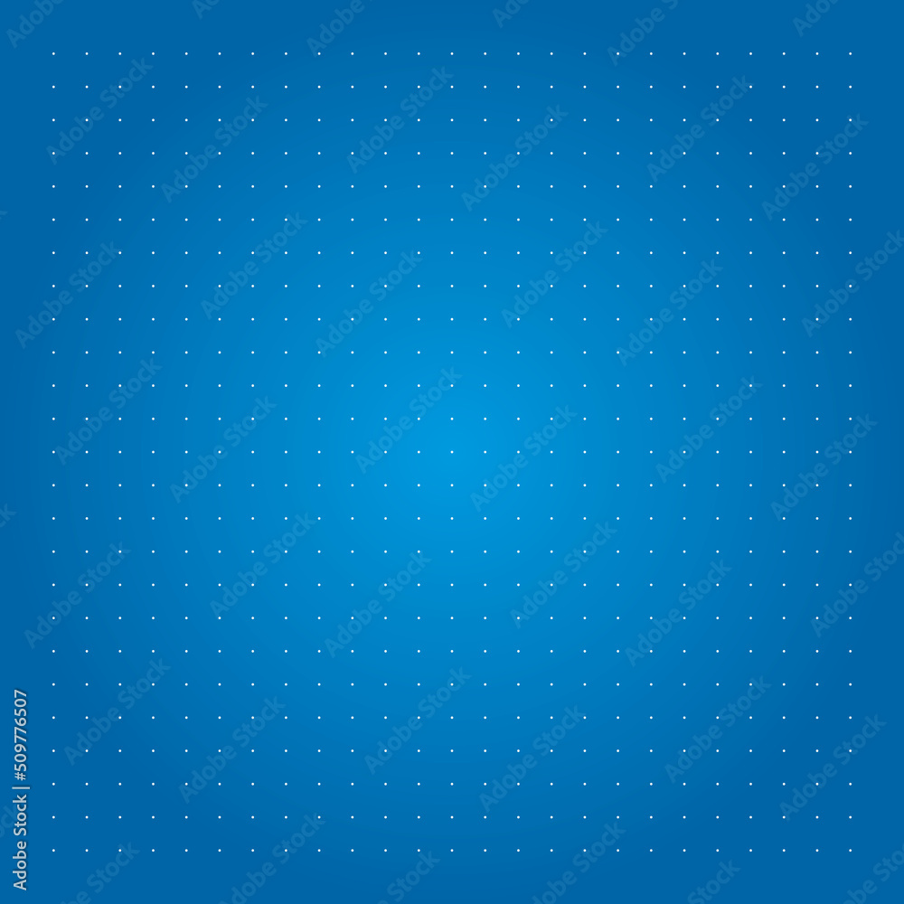 Vector illustration blue dotted grid graph paper isolated on blue ...