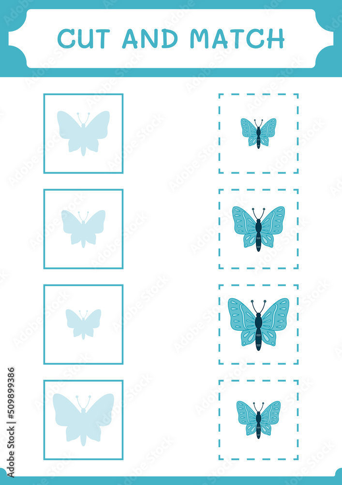 Cut and match parts of Butterfly, game for children. Vector ...