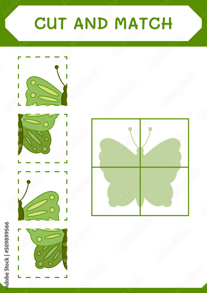 Cut and match parts of Butterfly, game for children. Vector ...
