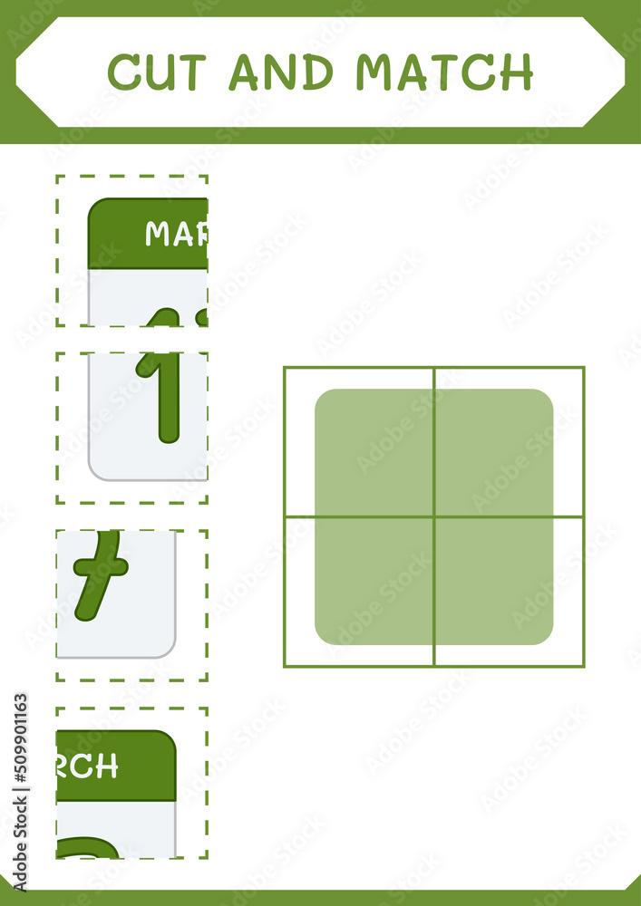 Cut and match parts of Calender, game for children. Vector illustration ...