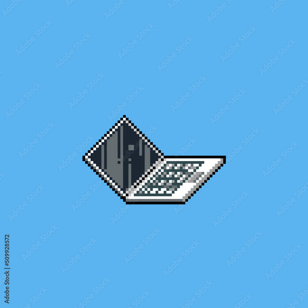 Flexible Editable vector Laptop pixel art for game development, graphic ...