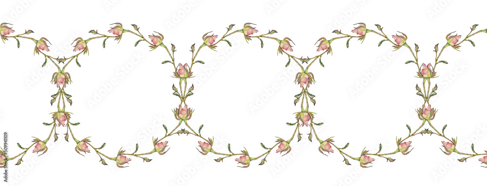 Seamless rim border watercolor circle frame border template for design ...