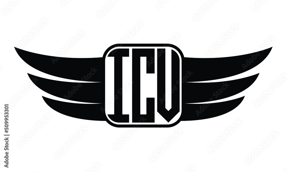 ICV three Letter Wings Flying Initial wing symbol minimalist creative ...