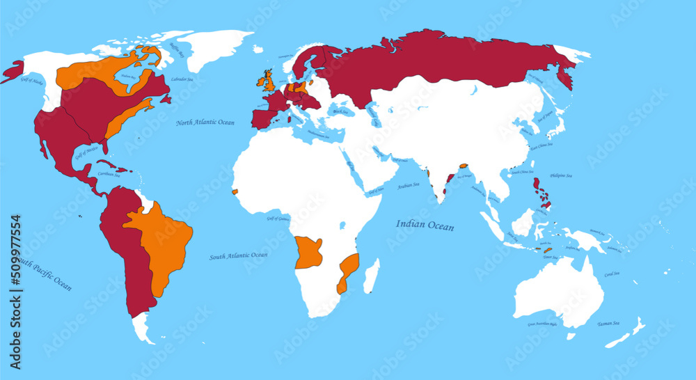 Map of Seven Years War 1756-1763 Global Confict with all world, sea and ...