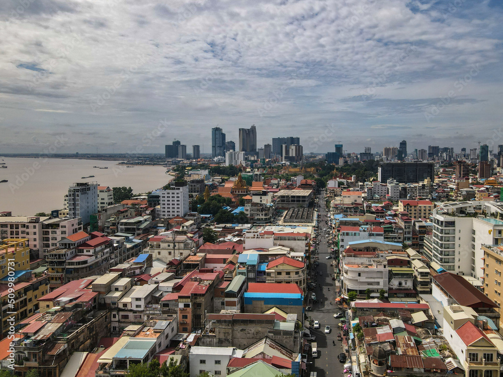Aerial view of Phnom Penh skyline, Cambodia. Stock Photo | Adobe Stock