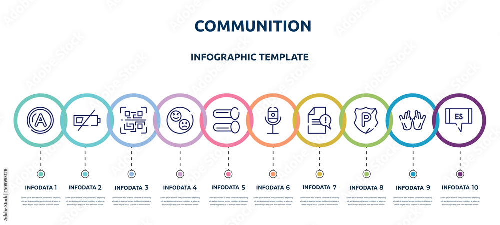 communition concept infographic design template. included letter a, low ...