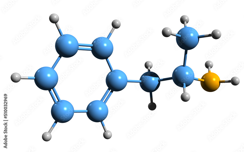 Illustration Stock 3D image of Adderall skeletal formula - molecular chemical structure of mixed ...
