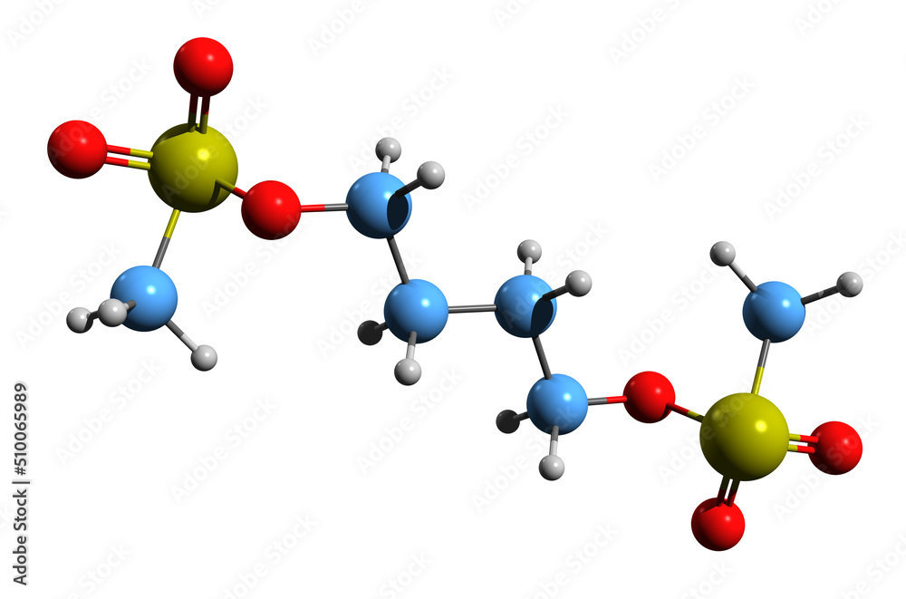 3D image of Busulfan skeletal formula - molecular chemical structure of ...