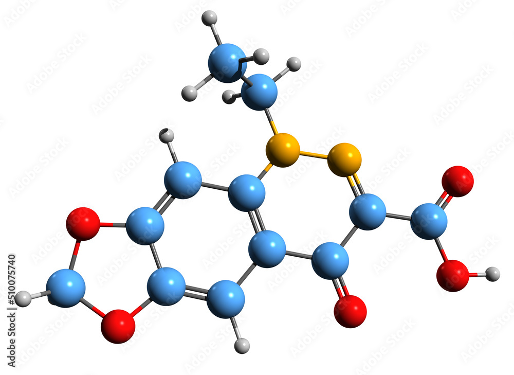 3D image of Cinoxacin skeletal formula - molecular chemical structure ...