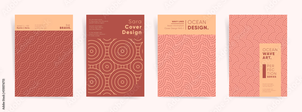 Asian geometry identity brochure or flyer set. Business company ...