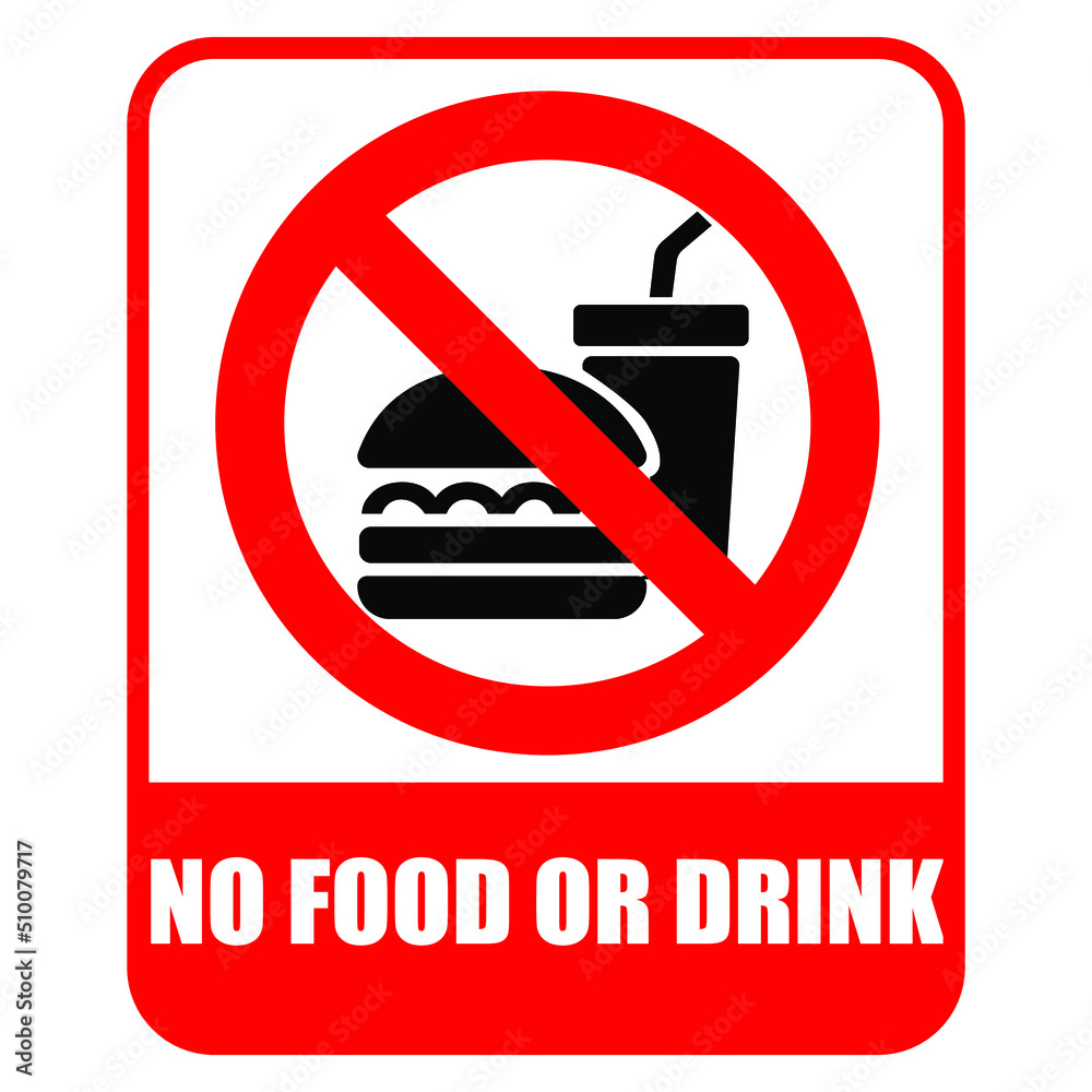 no food or drink sign with warning text and background Stock Vector ...