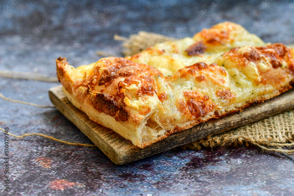 Italian Focaccia four cheese with crispy crust Full 72 hour pizza dough ...