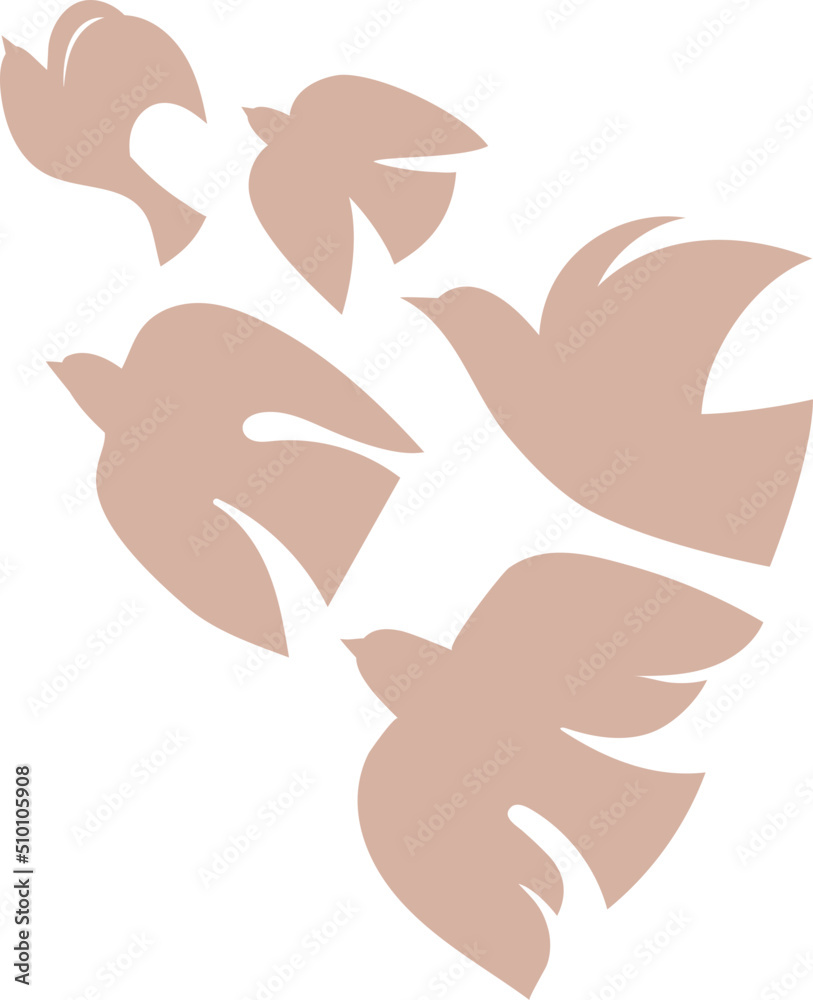 Abstract Boho Birds Silhouette illustration in Simple Scandinavian ...