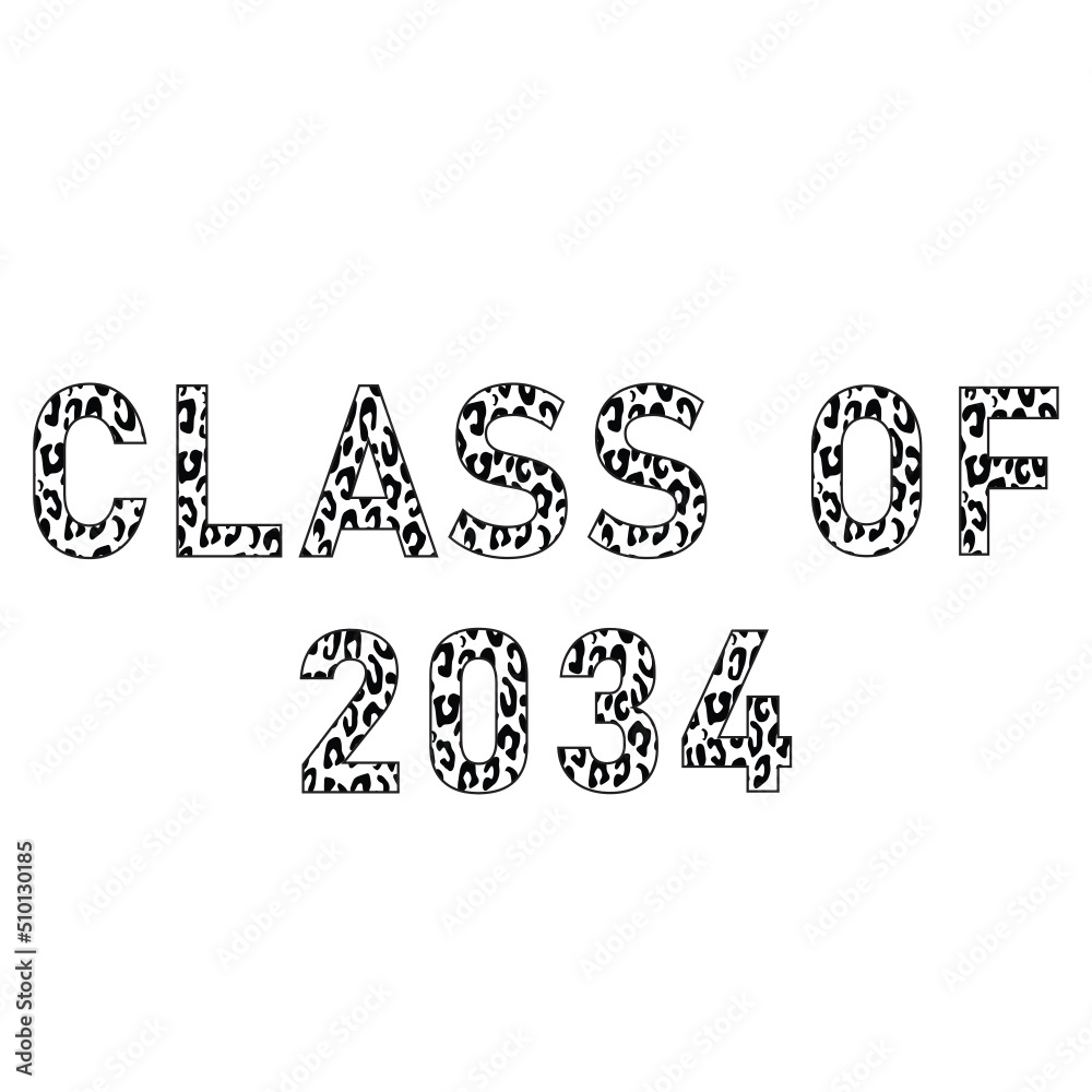 Stockvector Class of 2034 SVG png, half leopard cheetah print class of ...