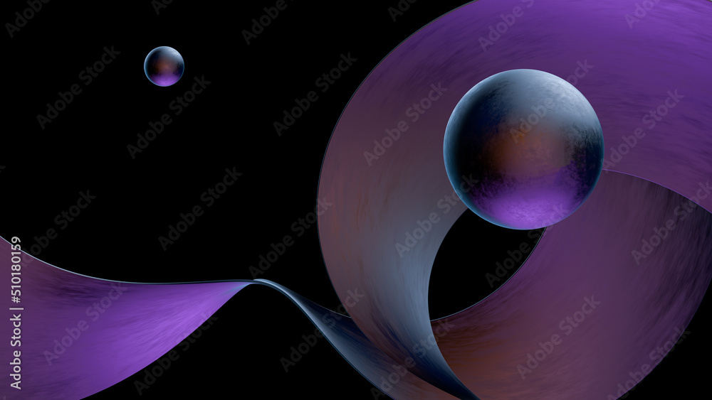 Floating spheres on a curved background. Stock Photo | Adobe Stock