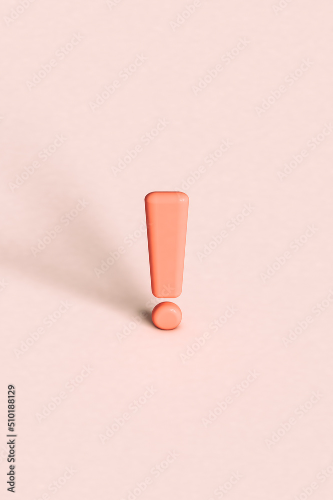 Foto de Stock a pink exclamation point. 3d render | Adobe Stock