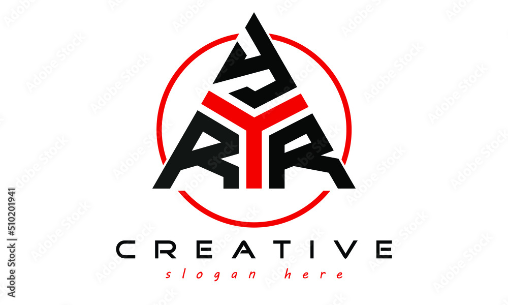RYR three letter creative triangle shape in circle logo design vector ...