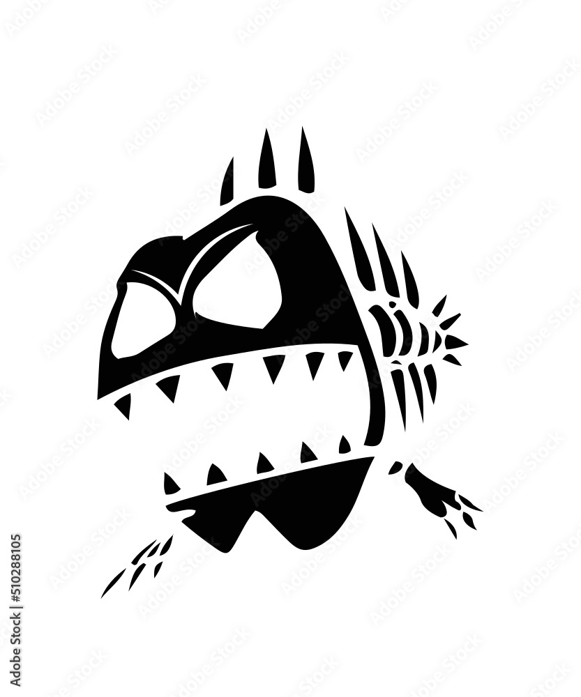 fish svg, fish bones svg, Angry Fish Skeleton svg, Fishing SVG ...