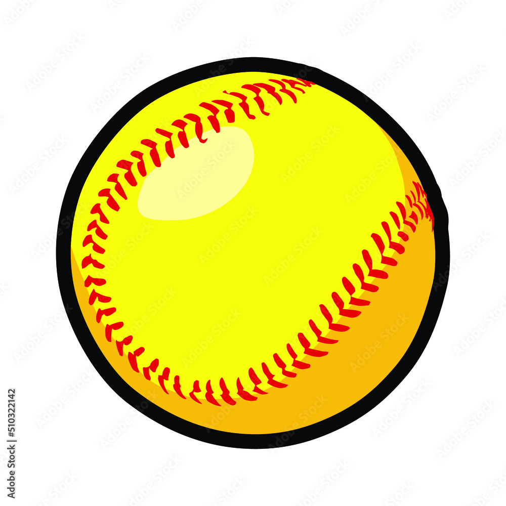 yellow softball ball sport icon Stock Vector | Adobe Stock