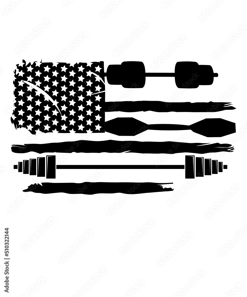 Vector de Stock gym svg, barbell flag svg, Distressed American Flag ...