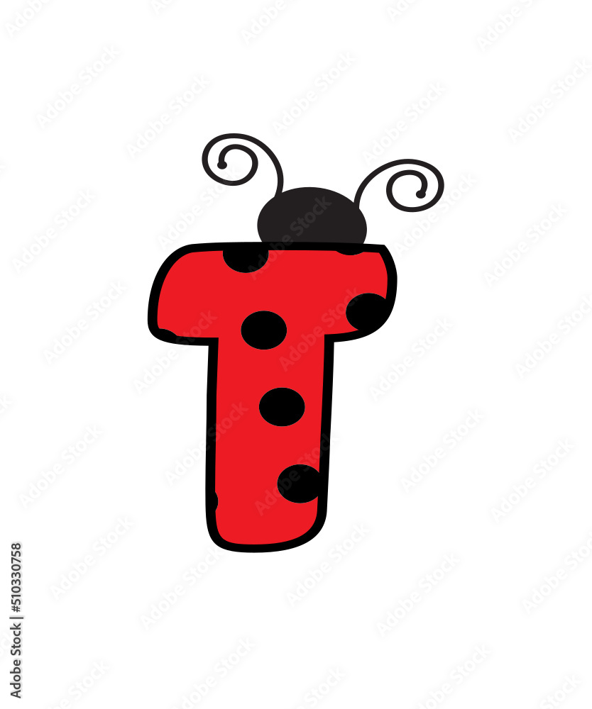 Image vectorielle Stock lady bug font letters aphabet svg png, birthday ...