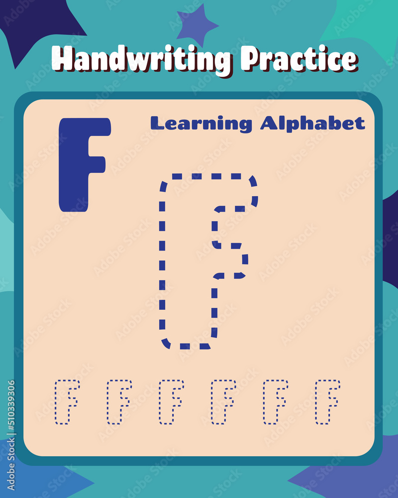Letter F cute children colorful ABC alphabet trace practice worksheet ...