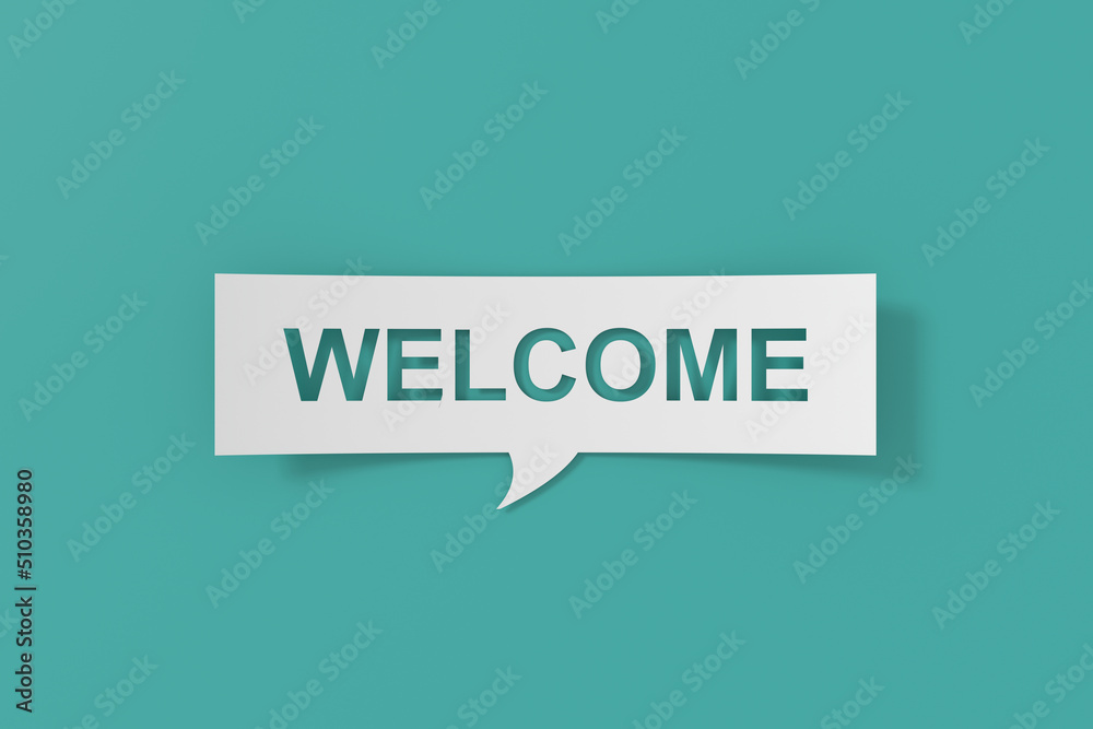 Welcome banner design. 3D rendering. Stock Illustration | Adobe Stock