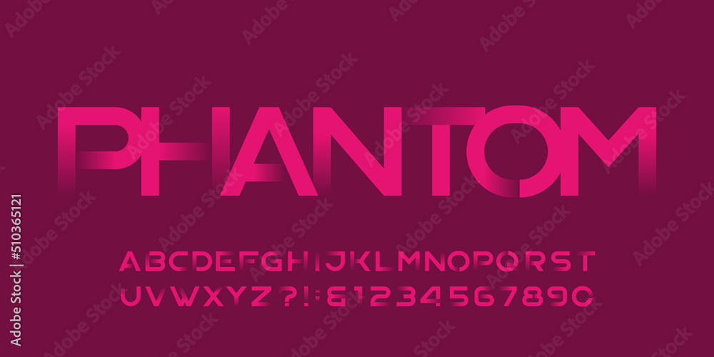 Phantom alphabet font. Sans serif letters and numbers with transparency ...