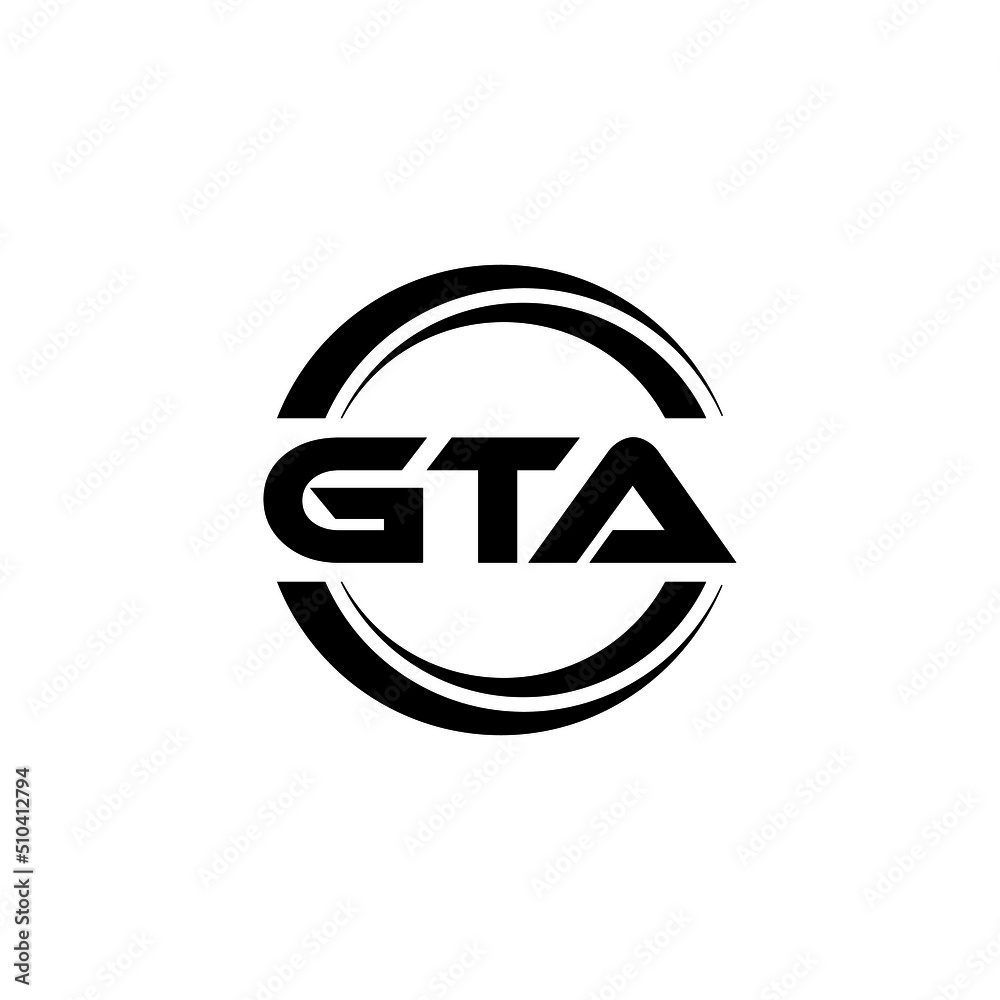 GTA letter logo design with white background in illustrator, vector ...