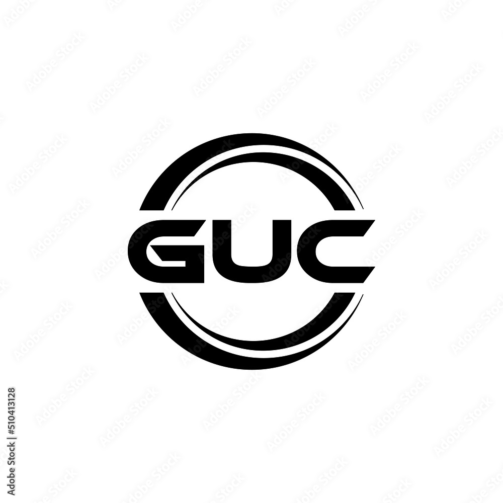 Stock-Vektorgrafik „GUC letter logo design with white background in ...