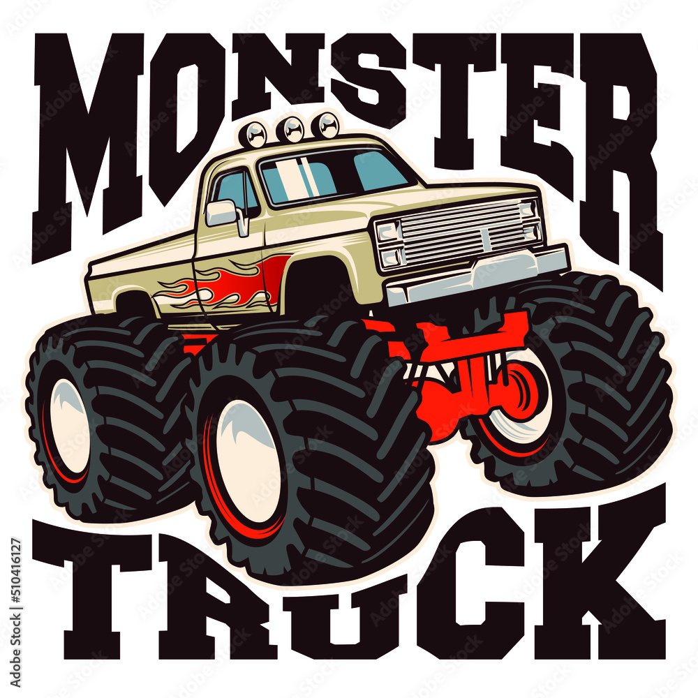 monster truck vector logo design inspiration, Design element for logo ...