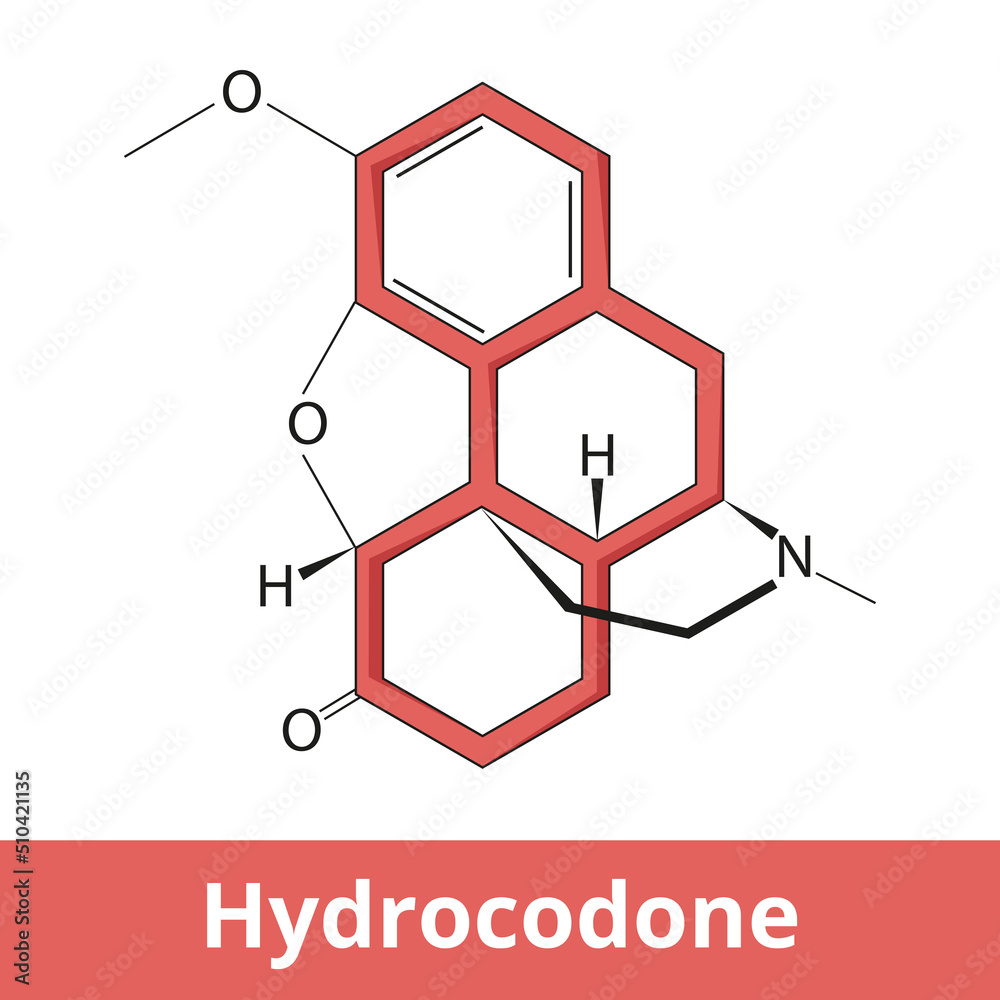 Chemical structure of hydrocodone. Hydrocodone (Dihydrocodeinone) is an ...