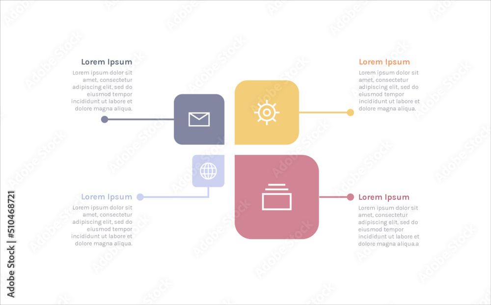 Four steps label design infographic and presentation, banner, workflow ...
