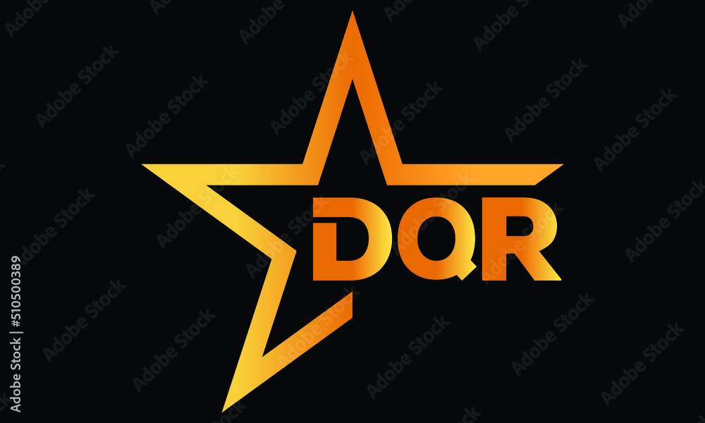 Vector de Stock DQR golden luxury star icon three letter logo design ...
