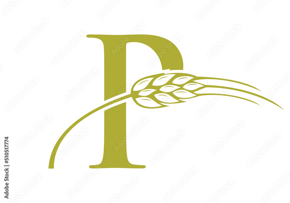 Letter P Agriculture Logo Farming Sign. Agriculture Logo With Alphabet ...