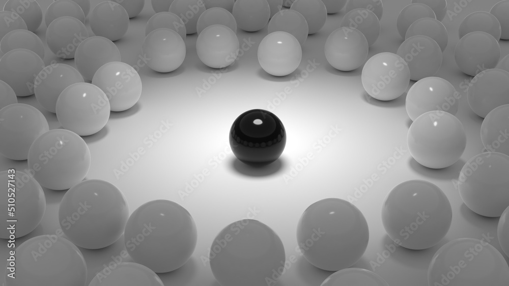 3d representation of conceptual segregation or racism. surrounded black ...