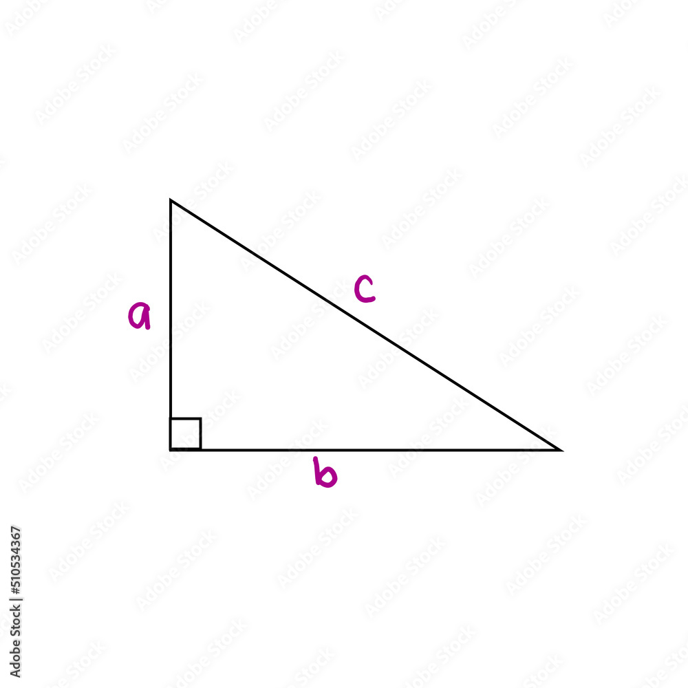 Handwritten right triangle interpreting the Pythagorean theorem. Two ...