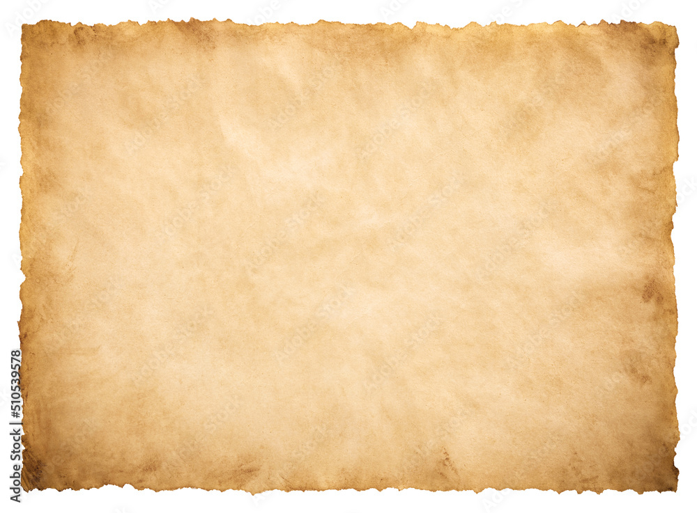old parchment paper sheet vintage aged or texture isolated on white ...