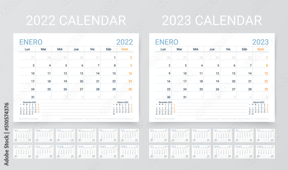 2022 2023 Spanish calendars. Planner template. Week starts Monday ...