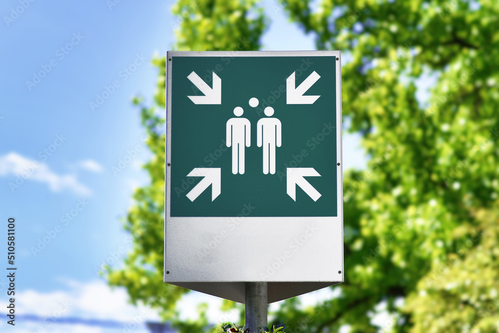 Green Emergency Assembly Point Sign Stock Photo | Adobe Stock