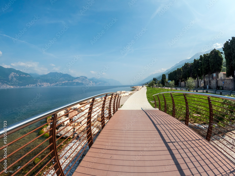 Cycle Path of Garda lake, named Ciclopista del Garda, cycling route as ...