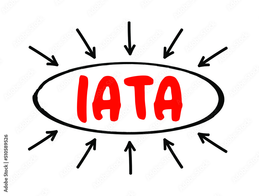IATA - International Air Transport Association acronym text with arrows ...