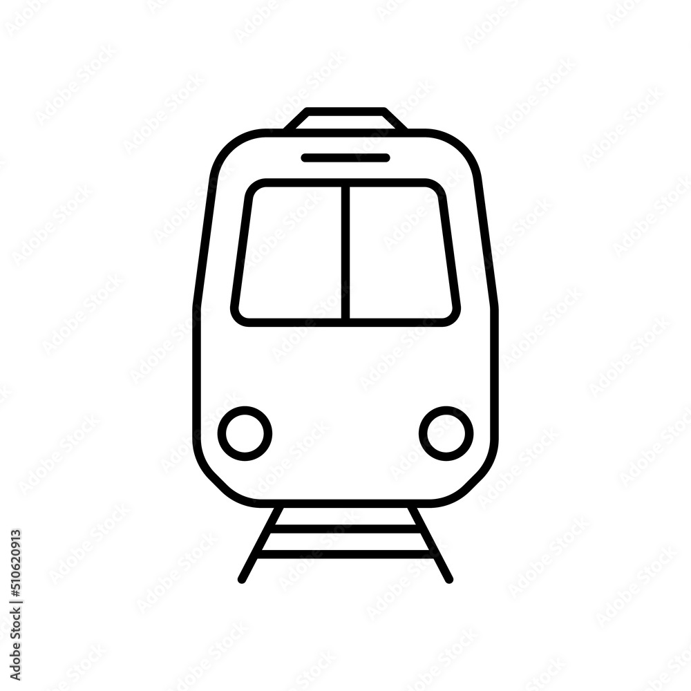 Black Train Line Icon. Railway Station Sign for Electric Public ...