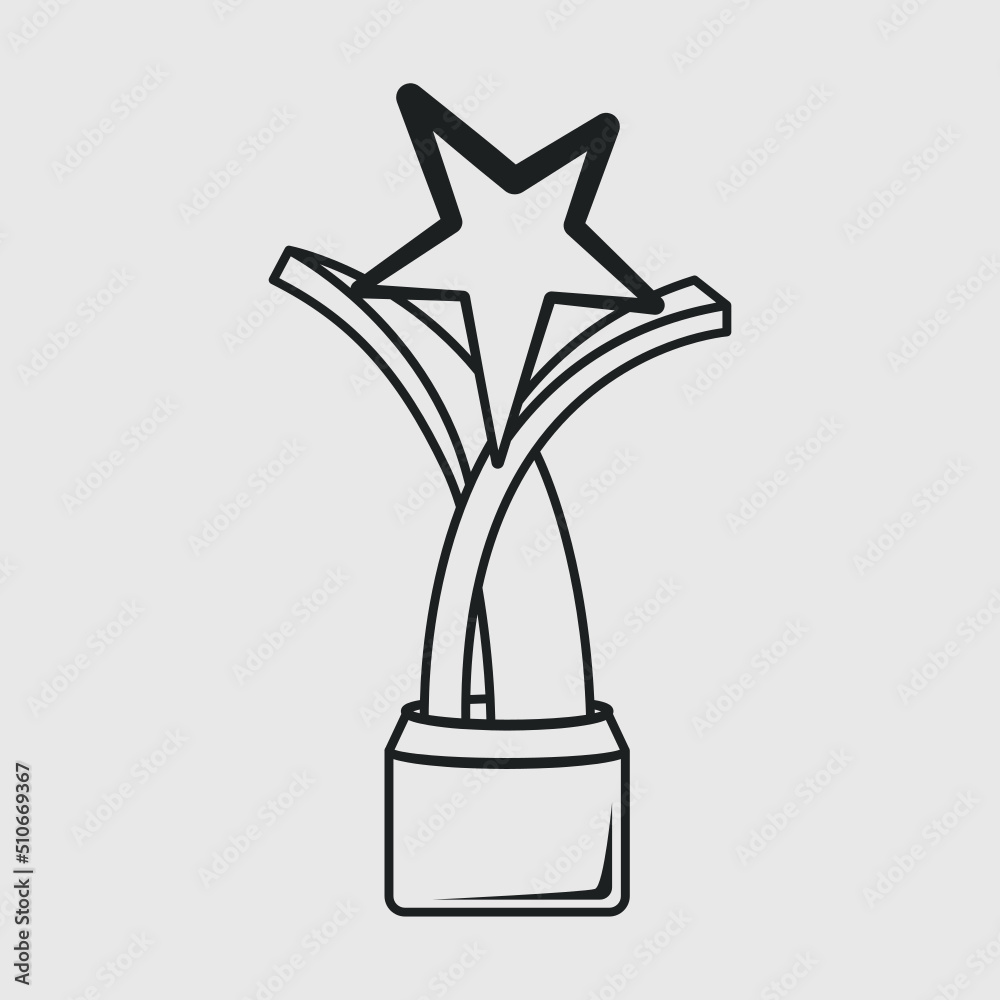Award Trophy Outline Svg Cut File, Trophies Star Svg, Champion Trophy ...