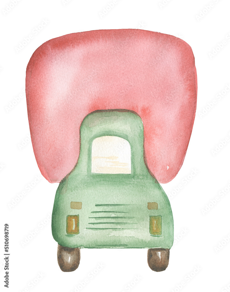 Watercolor transport Illustration, Cute truck print clip art, hand ...