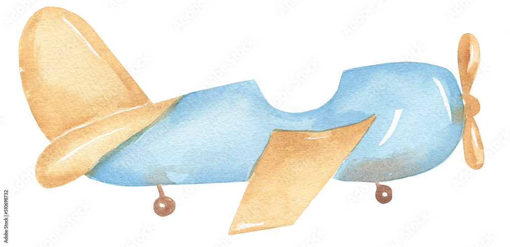 Watercolor transport Illustration, Cute plane print clip art, hand ...