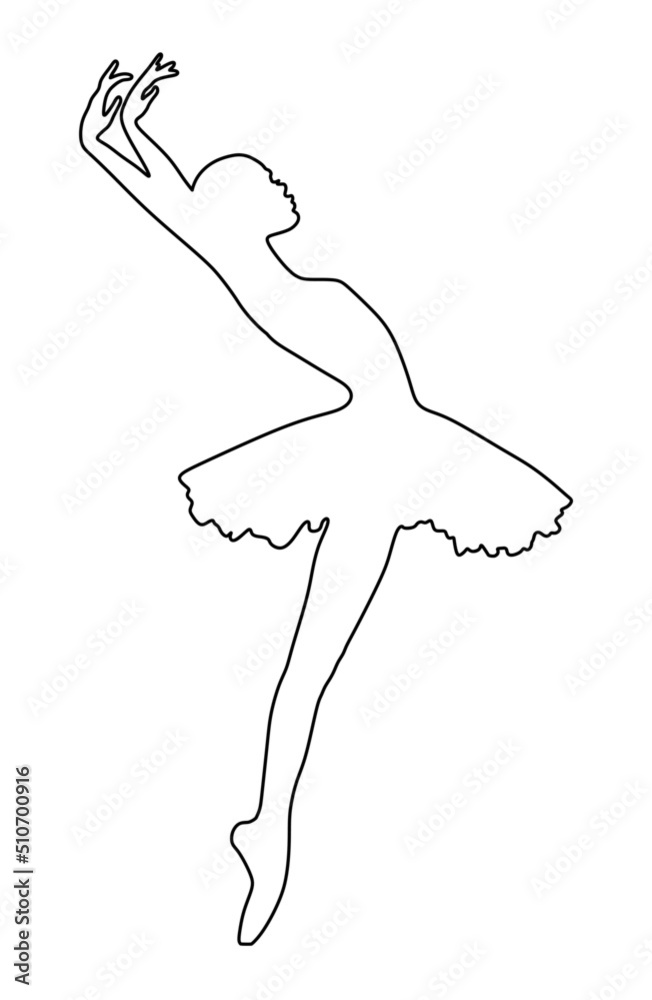 Vector de Stock Ballerina dancing outline line vector silhouette.Black ...