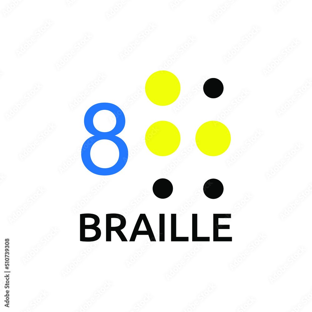 Vector illustration Braille alphabet 8, abc with letters, punctuation ...