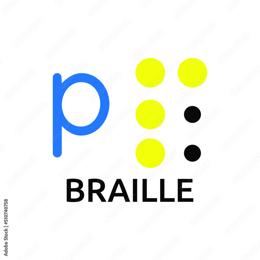 Vector illustration Braille alphabet P, abc with letters, punctuation ...